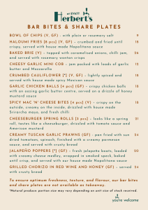 Menus - Herbert's at Evatt